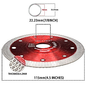 TOOLEAGUE Diamond Saw Blade, 4-1/2 inch Super Thin Tile Blade, Diamond Cutting Wheel for Cutting Porcelain Tile Granite Marbles, 10 Pcs