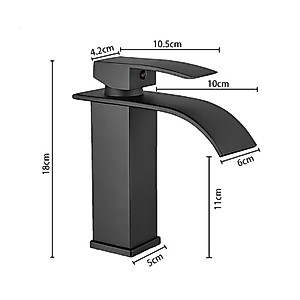 Black Basin Faucet Waterfall Bathroom Faucet Stainless Steel Sink Faucet hot and Cold Water Sink Faucet Crane washbasin Faucet (Color : C, Size : G1/2)