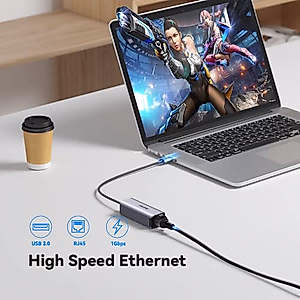 ABLEWE USB to Ethernet Adapter, USB 3.0 to 100/1000 Gigabit Ethernet LAN Network Adapter, RJ45 Internet Adapter Compatible with Laptops MacBook, Surface, macOS, Chrome OS, Windows, Linux