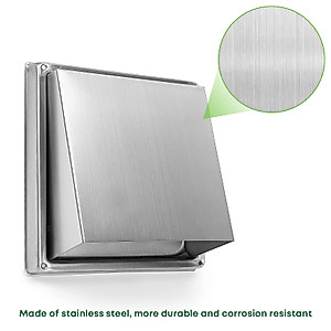 Stanbroil 4 Inch Dryer Vent Cover Outdoor Walls, Stainless Steel External Extractor Wall Vent Cushioned Non-Return Flap, Outside Airflow Vent Replacement Hood