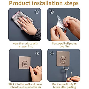 Alayaglory Large Adhesive Hooks 22Ib(Max),Waterproof and Rustproof Wall Hooks for Hanging Heavy Duty,Stainless Steel Towel and Coats Hooks to use Inside Kitchen Bathroom Home Office 8 Pack