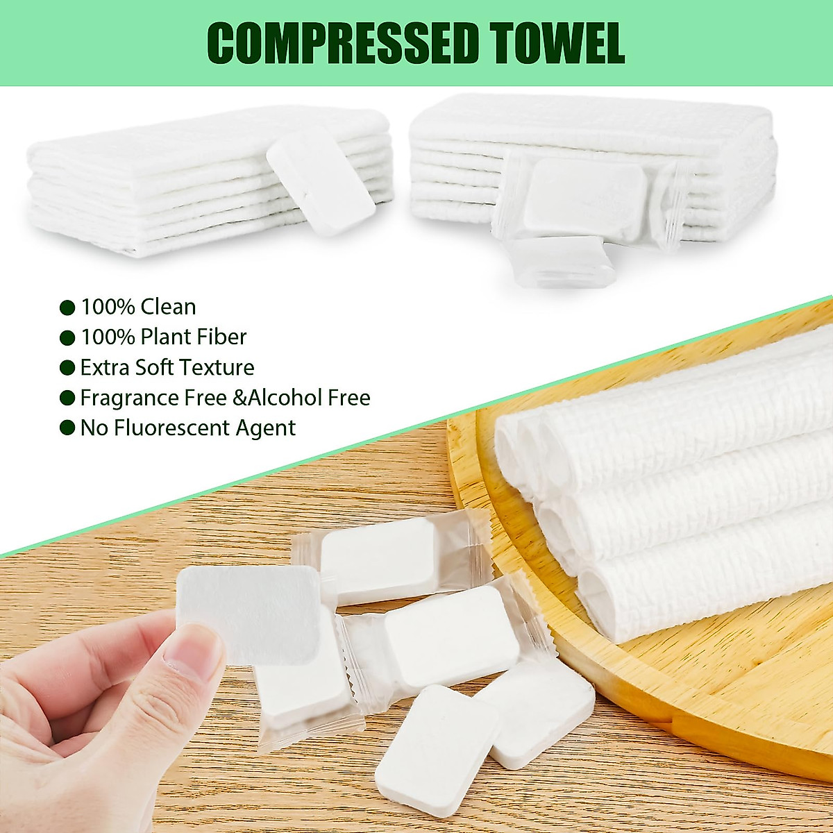 Fancyou Large Compressed Towels, Individually Wrapped Disposable Face Towel,Thicken Magic Mini Towel Portable Cotton Coin Tissue for Travel,Camping,Hiking,Sport,Home,Outdoor Activities(50 Count)