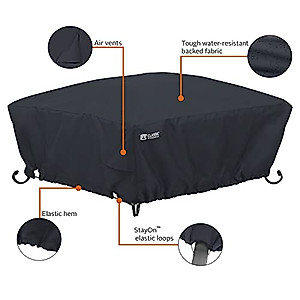 Classic Accessories Water-Resistant 36 Inch Full Coverage Square Fire Pit Cover, Patio Furniture Covers