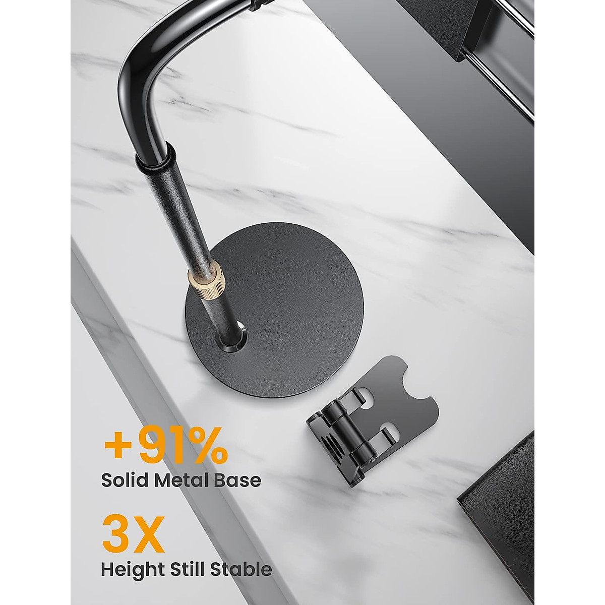 LISEN for iPad Stand for Desk Portable Monitor Stand Adjustable Tablet Stand, Thick Case Friendly iPad Pro Holder Fits(4.7"-15.6") iPad Pro 12.9/10.9/10.2 Air Mini 4 3 2 Fire Tab Nexus Kindle, Black