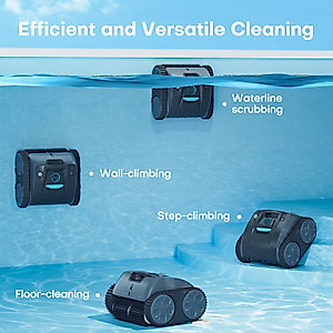 Ofuzzi Terrain 10 Cordless Robotic Pool Cleaner, 3-Motor Power Scrubbing, Wall-Climbing Pool Vacuum with Smart Navigation, 110 Mins Runtime Pool Robot Cleaner for In Ground Pool Up to 50 ft