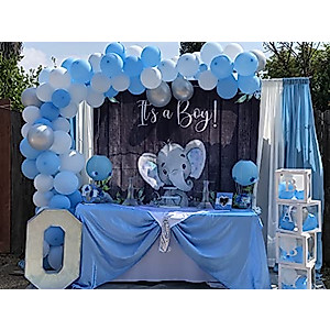 Avezano Boy Elephant Baby Shower Backdrop Blue Floral Elephant It's a Boy Background Decorations Rustic Wood Elephant Theme Baby Shower Party Banner Supplies(7x5ft)