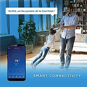 Commercial Cool CCP6JB, Dehumidifier & Fan, 9,000 Bedroom AC Unit with 2 Remote Controls & Covers up to 400 Sq. Ft, Alexa & Wifi Enabled, Smart portable-air-conditioners, 9000 BTU, Blue