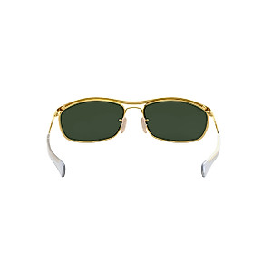 Ray-Ban RB3119M Olympian I Deluxe Rectangular Sunglasses, Gold/G-15 Green, 62 mm