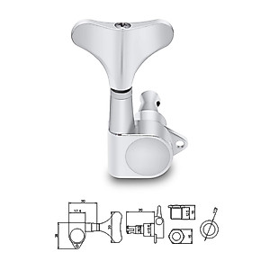 Metallor Guitar Sealed Tuners Tuning Pegs Machine Heads 4 In Line for Right Hand 4 String Bass Guitar Chrome.