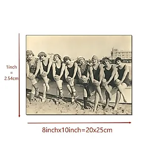 AAHARYA Retro Swimsuit Girl Print Retro Beach Fashion Girl Art Poster Canvas Painting Wall Art Poster for Bedroom Living Room Decor 8x10inch(20x26cm) Frame-style