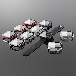 for Apple Watch Case 41mm,Hard Case with Tempered Glass Screen Protector,Watch Cover for Apple Watch Series 9 8 7 Screen Protector,Ultra-Thin Durable Waterproof Case,Gold