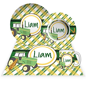 Tractor Personalized Plate, Bowl, Mug, Placemat - Choose your pieces