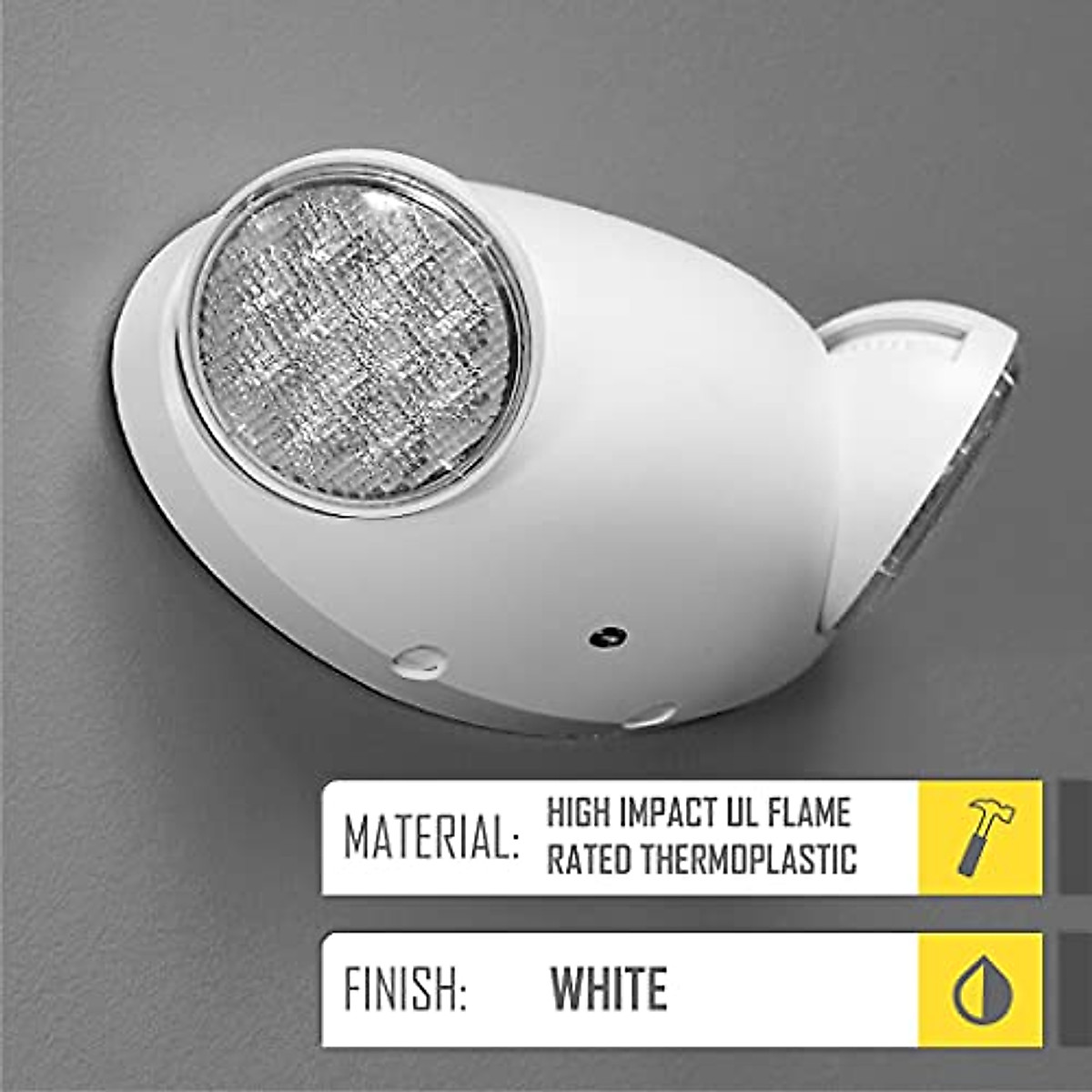 Hubbell Lighting CU2 Commercial Emergency Light with Battery Backup, LED Emergency Lighting Fixture with Twin Adjustable Heads, 90-Minute Runtime, UL924 Listed for Damp Locations, 120-277V, White