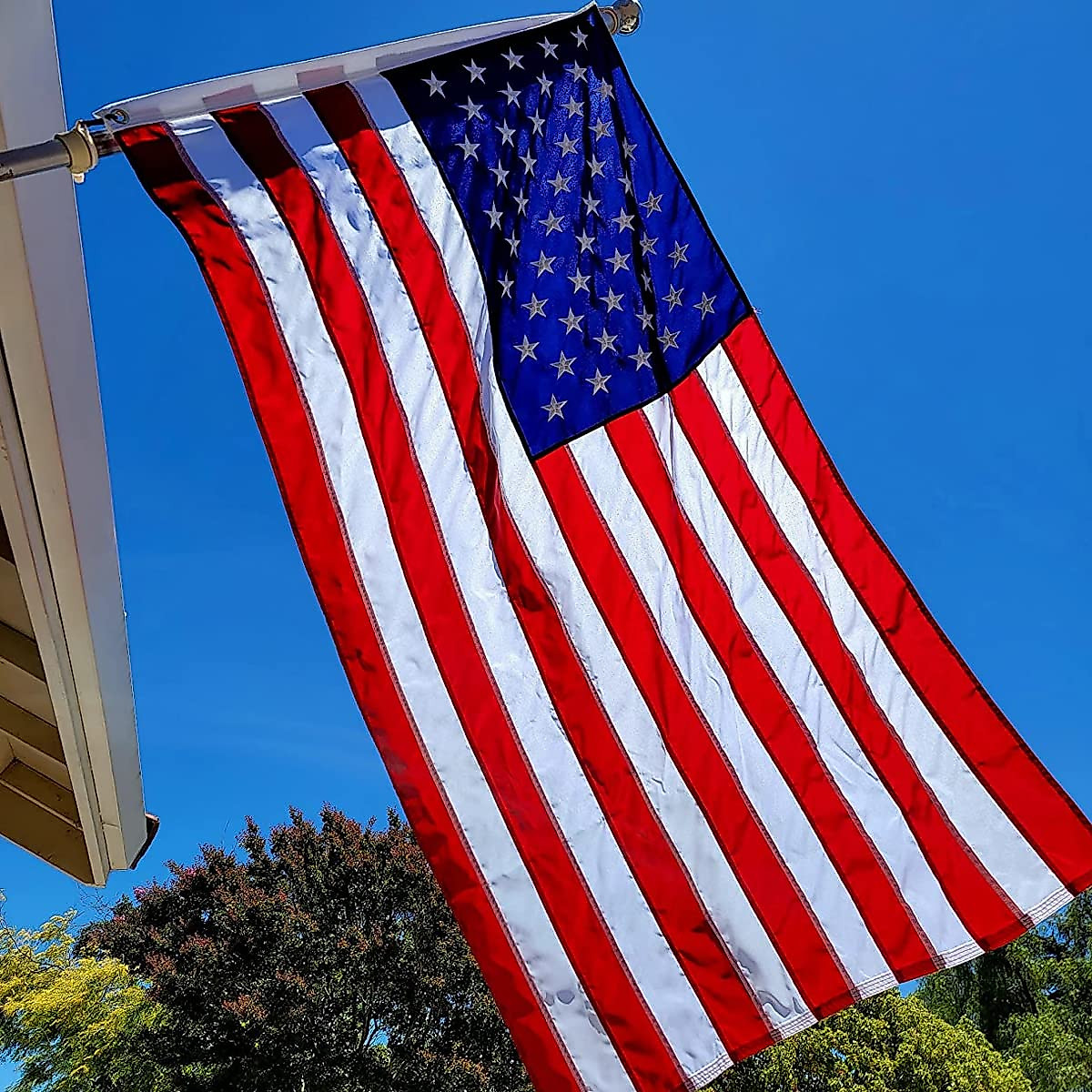 American Flag 4X6 FT Outdoor 100% in USA - American Flags for Outside 4X6, US Flag 4x6 Heavy Duty Outdoor with Luxury Embroidered Stars, Brass Grommets and Sewn Stripes - Deluxe American Flag 4x6 FT