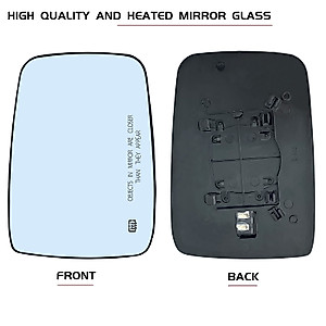Passenger Right Side Heated Mirror Glass Replacement for 2009-2018 Dodge Ram 1500 2500 - Side View Heated Convex Mirror Glass with Rear Holder, Replace 68079363AA, 68050299AA