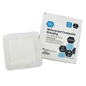 MED PRIDE Waterproof Composite 6’’ x 6’’ Wound Dressing Pads- 10-Pack, Sterile, Individually Wrapped- for Men/Women- for Pressure Ulcers, Post Op Trauma-Injury-Medium Absorbency