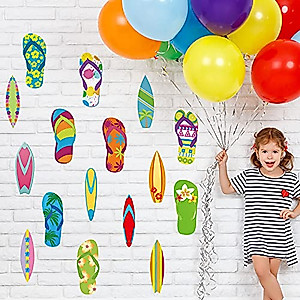 60 Pieces Surfboards Accents Cut Outs Flip-Flop Accents Cut Outs Tropical Beach Hawaii Surfboards Flip-Flop Cutouts Colorful Surfboards Flip-Flop Bulletin Board Decor Paper Sign with Glue Point Dots