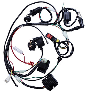 Complete Electrics Wiring Harness CDI Ignition Coil Solenoid Relay Spark Plug Kits for Chinese 4-Stroke ATV Quad Dirt Bike 150cc 200cc 250cc Go Kart by OTOHANS AUTOMOTIVE