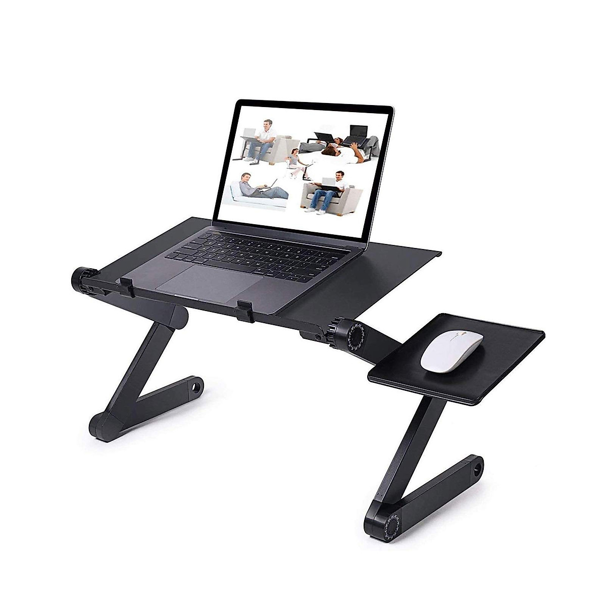 RAINBEAN Adjustable Laptop Desk, Laptop Stand for Bed Portable Lap Desk Foldable Table Workstation Notebook Riser with Mouse Pad, Ergonomic Computer Tray Reading Holder Bed Tray Standing Desk