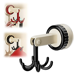 360 Degrees Rotating Folding Hook, Kitchen Hooks for Hanging Utensils, Self-Adhesive Suction Cup Hooks Rotating Kitchen Utensil Holder, Multi-Purpose Kitchen Utensil Hanger with 6 Hooks (Black)