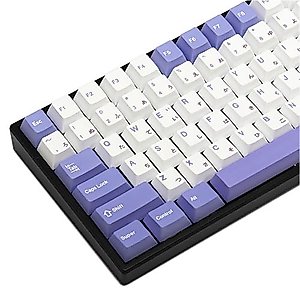 BGKYPRO Rabbit Theme Keycaps-Thermal Sublimation PBT Keycap Set,Japanese Radical, for Mechanical Keyboards, Full 135 Key Set, Cherry Profile, English (US) Layout-Purple White