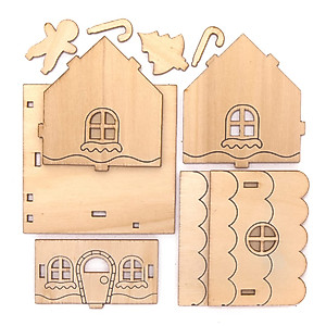 Baker Ross AX364 Gingerbread House Wooden Tealight Holder Kits - Pack of 3, Decorate and Display for Christmas Decorations, Ideal Kids Arts and Crafts Project
