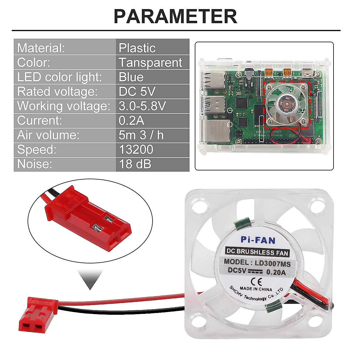 MakerFocus 2pcs Raspberry Pi 4 Fan, Raspberry Pi Cooling Fan DC Brushless CPU Quiet LED Cooling Fan 30mm 30mm Fan Cooler Radiator 3 to 5.8V for Raspberry Pi 4 Model B, Raspberry Pi 3B+ 3B 2B+