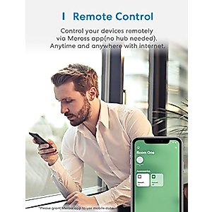 Smart Plug, Meross WiFi Dual Smart Outlet Supports Apple HomeKit, Siri, Alexa, Google Assistant & SmartThings, Voice & Remote Control, 10A, Timer, No Hub Required, 2.4GHz WiFi Only, 1 Pack