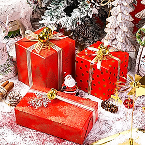 LeZakaa Christmas Gift Wrapping Paper - 12 Folded Sheet with 4 Different Christmas Design in Red (Snowflake, Tree, Dot, Happy Holiday Lettering)- 27.5 x 19.6 inches Per Sheet