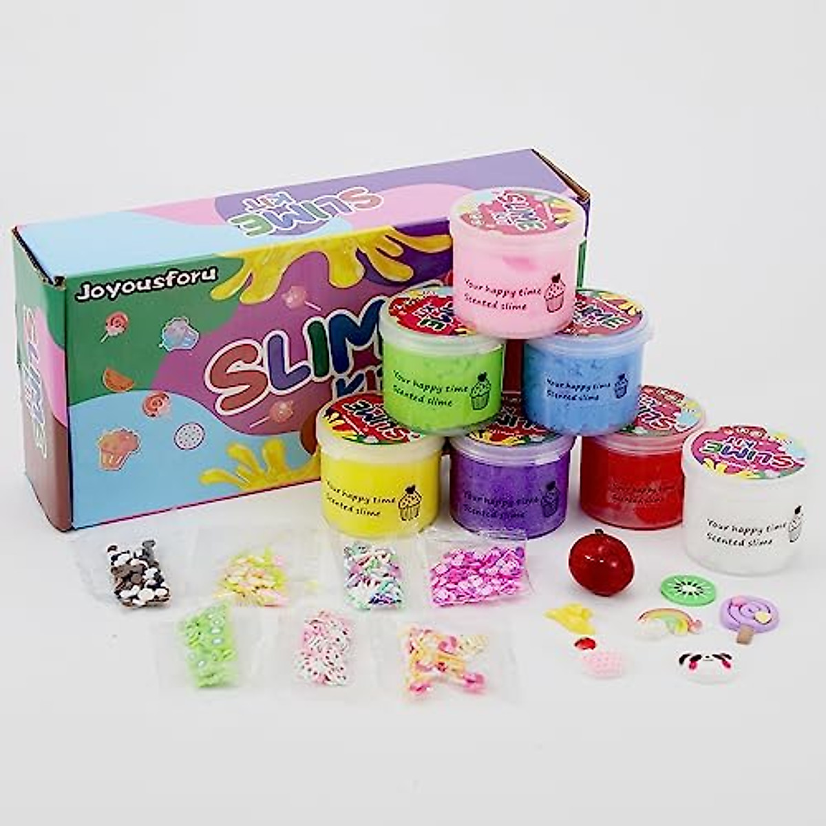 Cloud Slime Kit 7 Pack, Non-Sticky and Super Soft Stress Relief Toy Scented DIY Slime Rainbow Slime for Boys and Girls