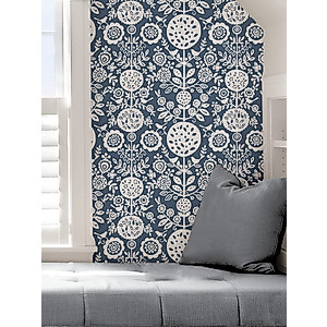 NuWallpaper NUS4031 Navy Anya Peel & Stick Wallpaper, Blue