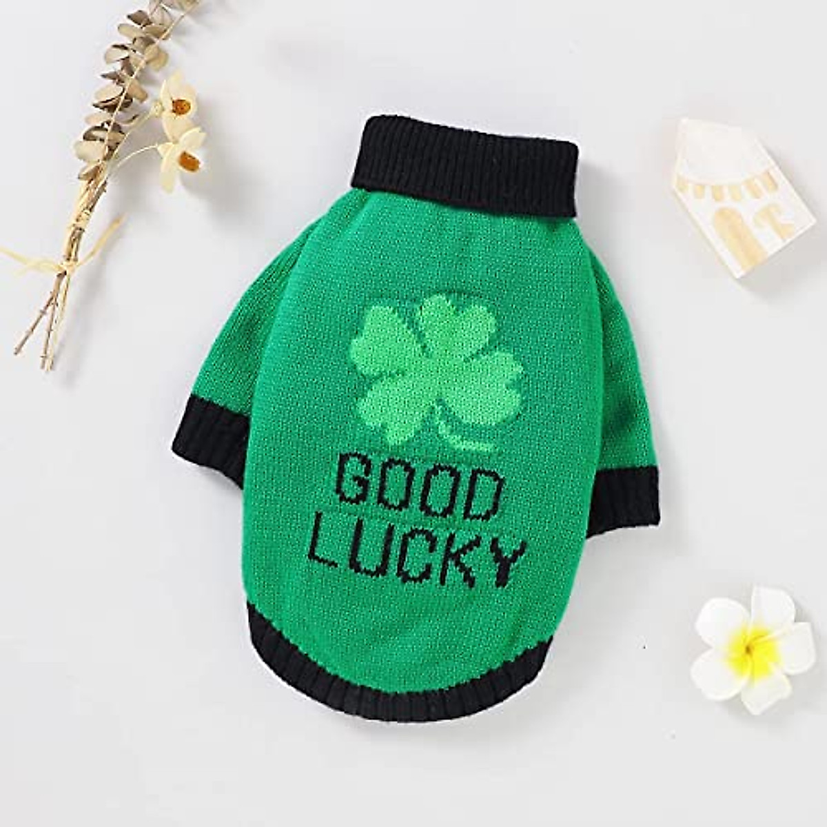Sweaters Dog Winter Warm Clothes - Hoodies Jackets Sherpa Dog Apparel & Accessories Puppy Small Medium Large pet Clothes Holiday Party cat Dog St. Patrick's Day Black Green 12LBS