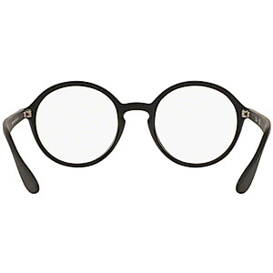 Ray-Ban RX7075 Round Prescription Eyeglass Frames, Rubber Black & Black/Demo Lens, 49 mm