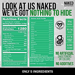 Naked Mass - Chocolate Vegan Weight Gainer - 8lb Bulk, GMO Free, Gluten Free, Soy Free & Dairy Free. No Artificial Ingredients – 1,280 Calories – 11 Servings