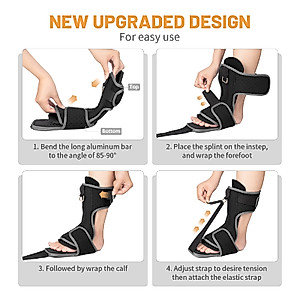 Acankn Plantar Fasciitis Night Splint: Adjustable Plantar Fasciitis Brace with Arch Support | Dorsal Night Splint for Women Men | Dual Effective Plantar Fasciitis Relief Achilles Tendonitis Foot Drop Heel Pain Black