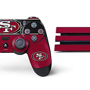 Skinit Decal Gaming Skin Compatible with PS4 Pro Console and Controller Bundle - Officially Licensed NFL San Francisco 49ers Zone Block Design