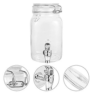 Hemoton Glass Dispenser Jar Beverage Dispenser Glass Jar with Tap Party Drink Dispenser Juice Dispenser Mason Jar with Spigot Glass Jar with Faucet