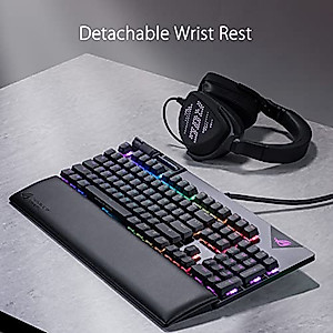 ASUS ROG Strix Flare II 100% RGB Gaming Keyboard, ROG NX Blue Mechanical switches, ABS Engraved keycaps, 8k Hz Polling, Sound-dampening Foam, Media Controls, USB passthrough, Wrist Rest-Black