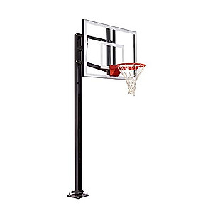 Goalsetter Elite Plus 54” Tempered Glass Backboard In-Ground Basketball Hoop - HD Breakaway Rim, Black (TS44154G3)