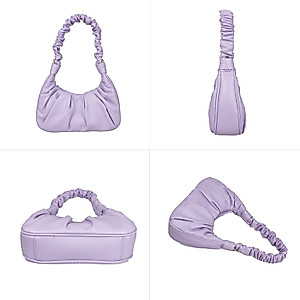 Classic Shoulder Bags for Women Cute Hobo Tote Mini Leather Handbag Clutch Purse Lightweight (Purple)