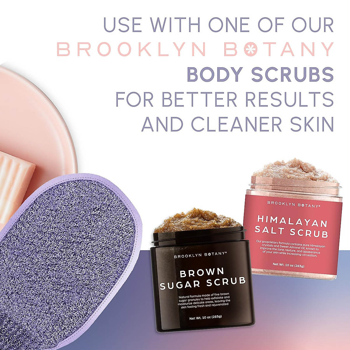 Brooklyn Botany Exfoliating Mitt for Bath and Shower – Heavy Duty Exfoliating Body Scrubber for Massage and Dead Skin Remover for Body – 1 Mitt