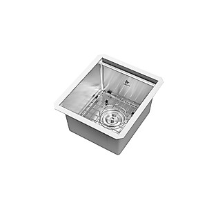 STARSTAR Workstation Ledge Undermount Single Bowl 304 Stainless Steel Kitchen/Yard/Bar/Laundry/Office Sink, With Grid, Cutting Board, Strainer with Basket (14 x 18 x 8)