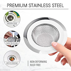 2Pcs Kitchen Sink Strainers with Lids - Stainless Steel Sink Strainer for Kitchen Sink - Hair Catcher Bathroom Sink Strainer - Anti Clogging Drain Strainer Set 4.5'' Kitchen Sink Drain Stopper Wide