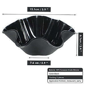 Koluti 3 Pack Tortilla Bowl Maker, Nonstick Silicone Taco Salad Shell Pan Baking Mold, Tostada Baker for Kitchen, Microwave & Dishwasher & Oven Safe, Black