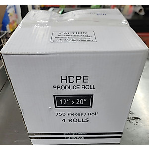 12" x 20" Large Plastic Produce Bag 4 Rolls, 3000 COUNT Made in India HDPE, Durable Clear Food Storage Saver for Fruit Vegetable Bakery Snack Grocery Bags