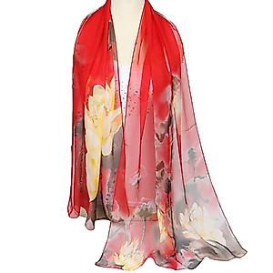 db11 Pack of 4 Chiffon Floral Scarf for Women Fashion Shawls Wraps Lightweight Large Neck Scarves (Color2)