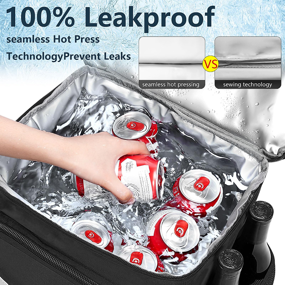 TOTEXISAP Cooler Backpack 54 Cans, Backpack Coolers Insulated Leak Proof, Large Capacity Beach Ice Chest Backpack, Waterproof Soft Cooler Bag Lunch Backpack for Men Women Camping Hiking (Black)