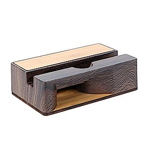 ULTECHNOVO Cell Phone Stand, Wooden Cell Phone Stand with Sound Amplifier Portable Wood Cellphone Dock on Desk Bamboo Bed Stand Mount Cradle Loud Speaker for Phone(Brown)