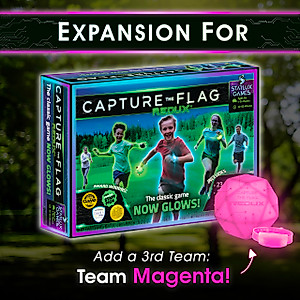 3-Team Expansion for Glow-in-The-Dark Capture The Flag Redux | Adds 4 Players & 1 Extra Team | Glow in The Dark Games | Light Up Kids Games Set | Outdoor Gifts for Girls 8-12+ | Go Team Magenta!