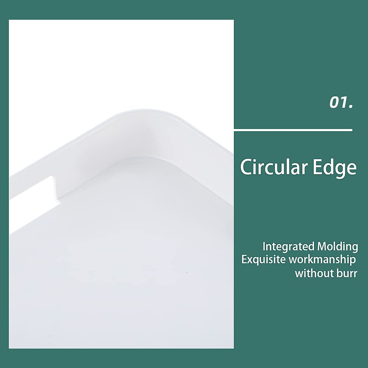 Plastic Serving Tray with Handles Rectangular in White 12.99inchx10.24Inch, Breakfast Tray Reusable Charcuterie, Food, Snack, Dessert Platters, Used in Bedroom, Kitchen, Living Room, Bathroom…